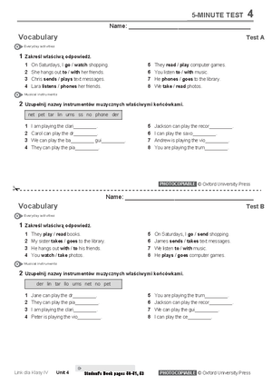 Link IV 5-Min Gram U4 - ___ - PHOTOCOPIABLE © Oxford University Press 5 ...