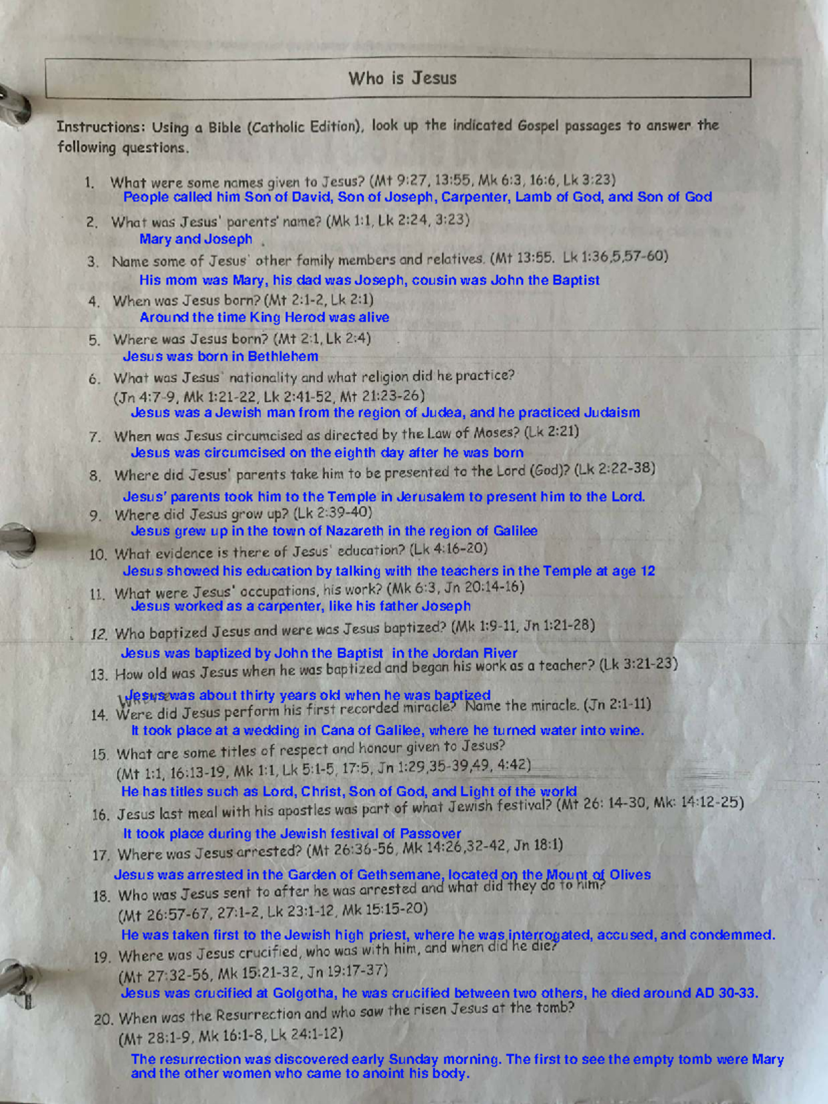 Jesus: Life, Titles, and Crucifixion - Practice Sheet - Studocu