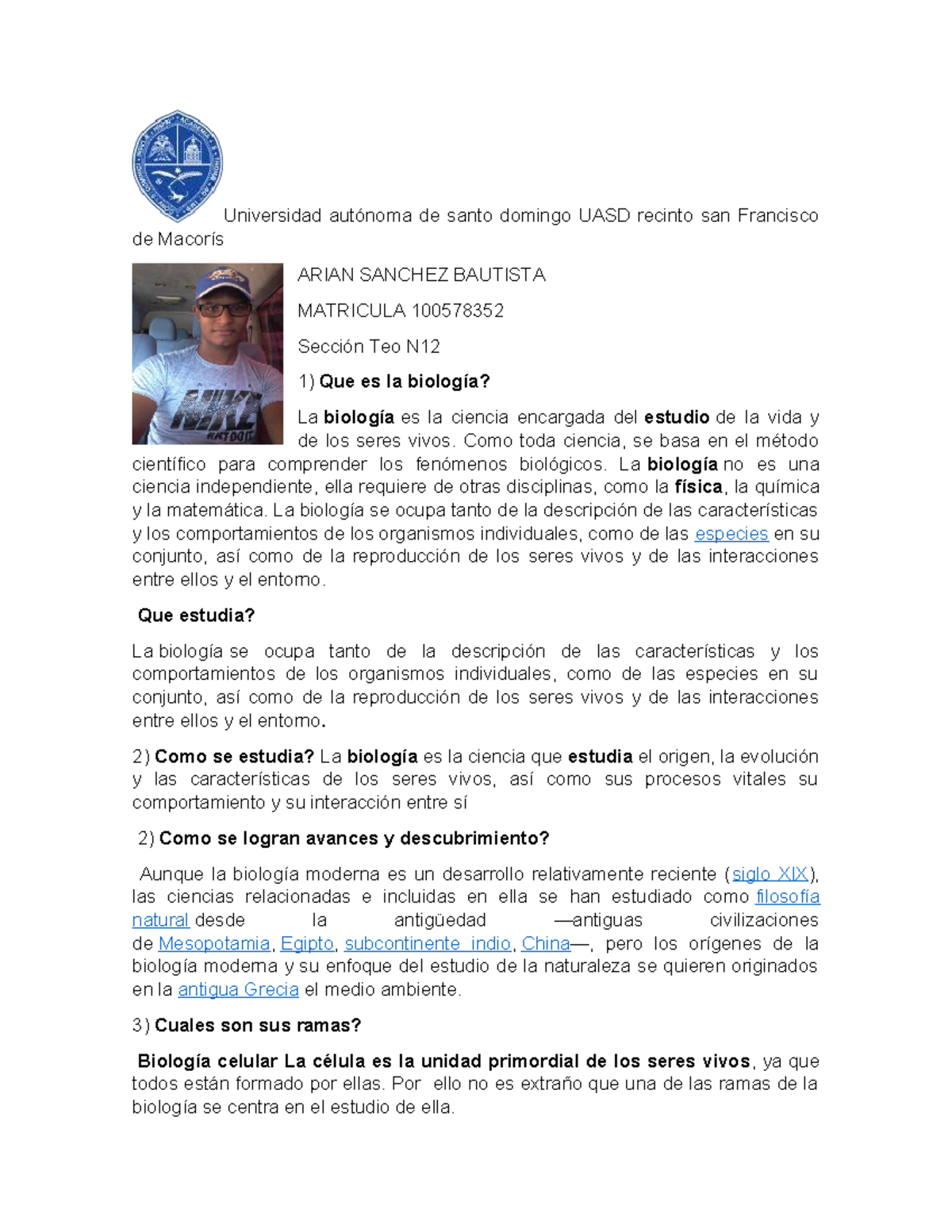 Adrian biologia - knkj - Universidad autónoma de santo domingo UASD ...