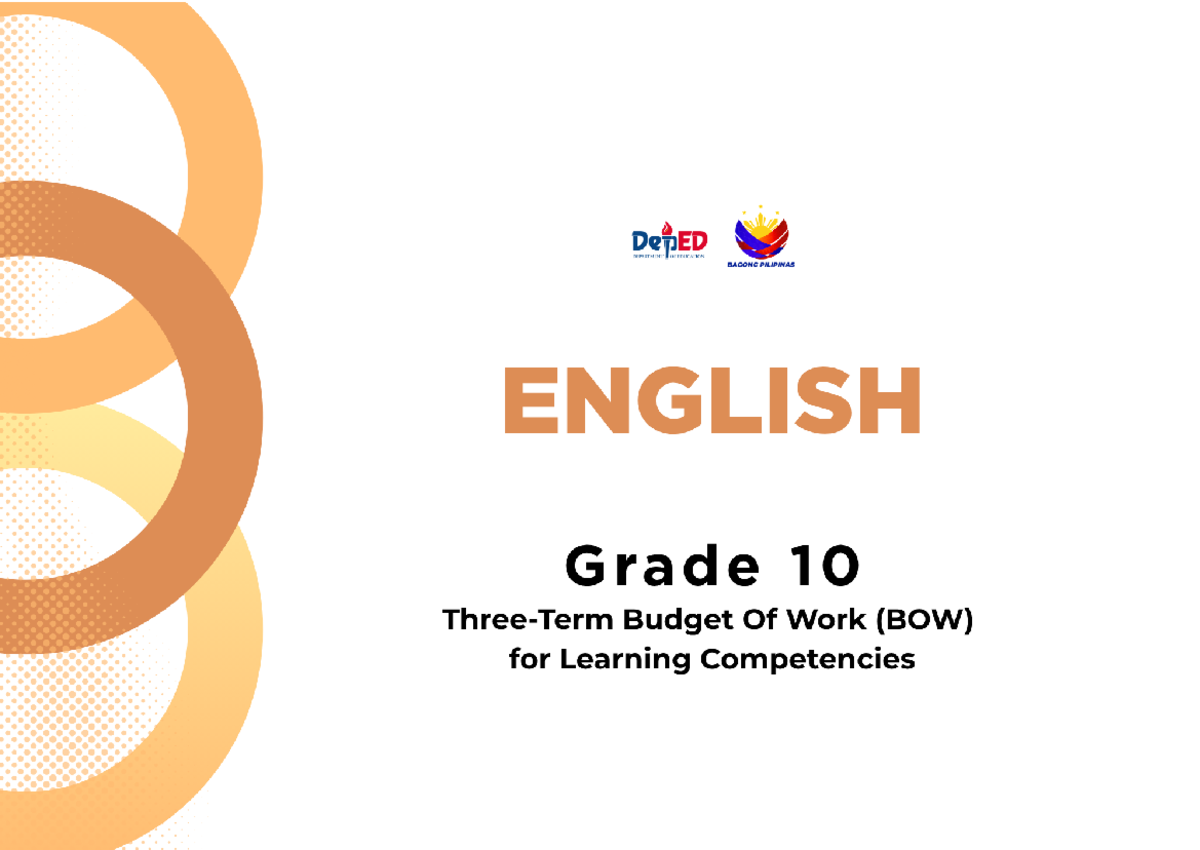 [G10] English - Budget of Work for Learning Competencies - Studocu
