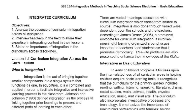 SSE Methods in Teaching Social Science: Integrative Approaches in Basic ...