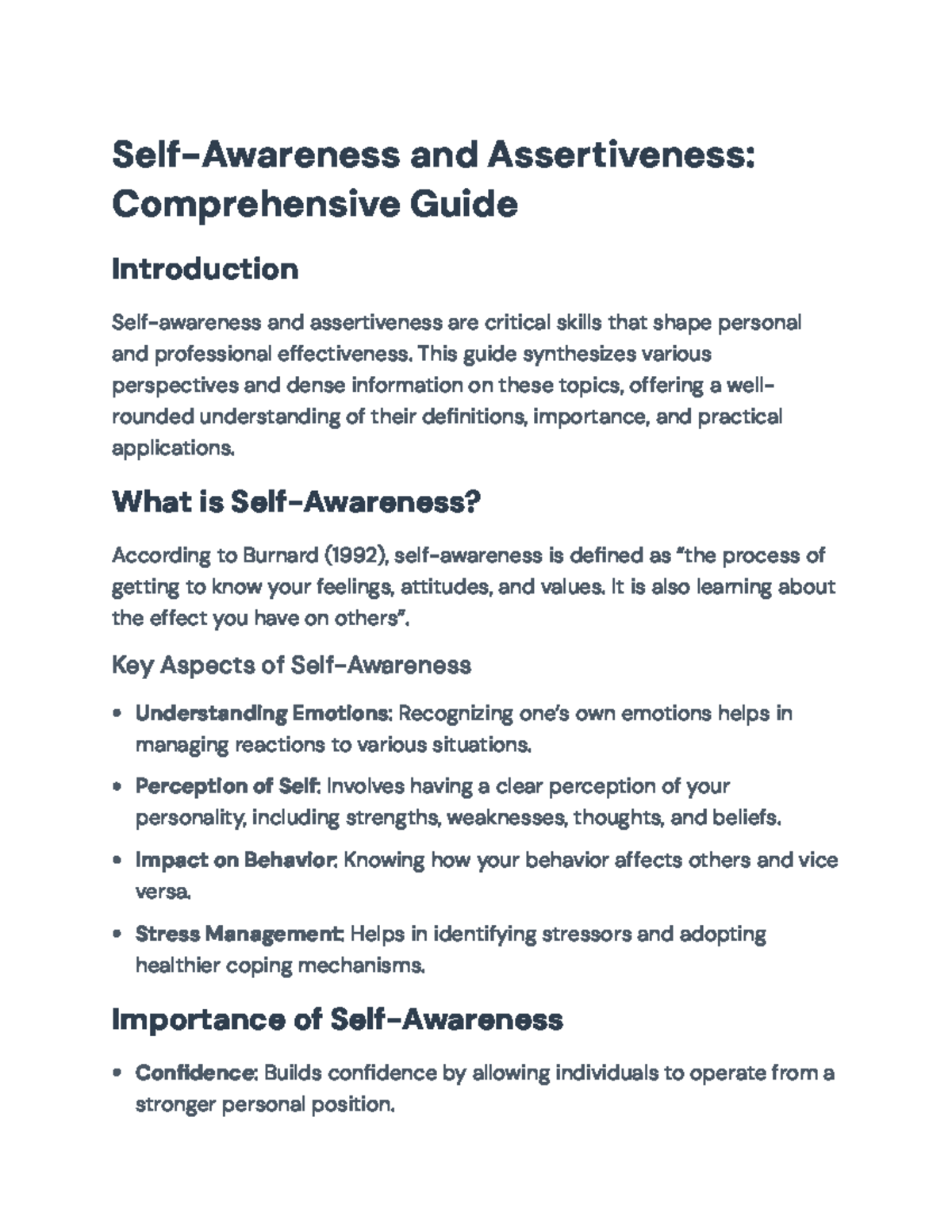 Self-Awareness & Assertiveness: A Comprehensive Skills Guide - Studocu