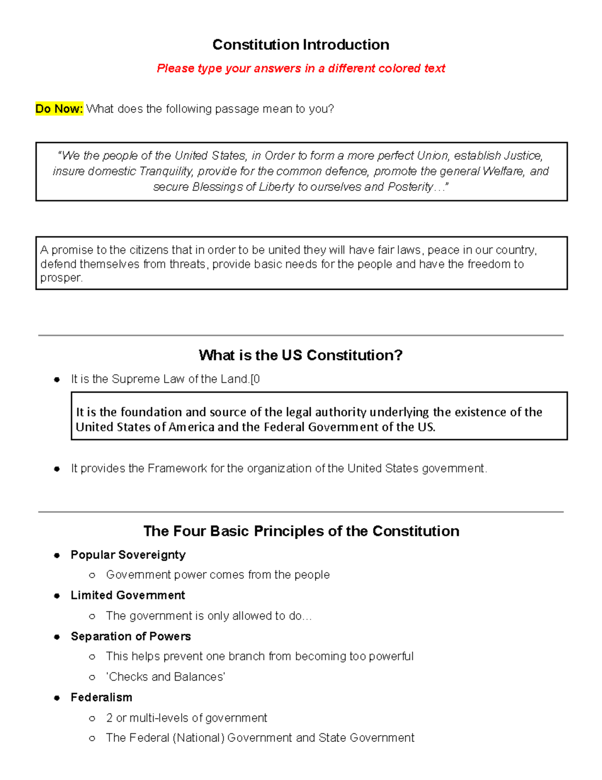 GOV 1.4 Constitution Intro: Understanding the US Constitution - Studocu