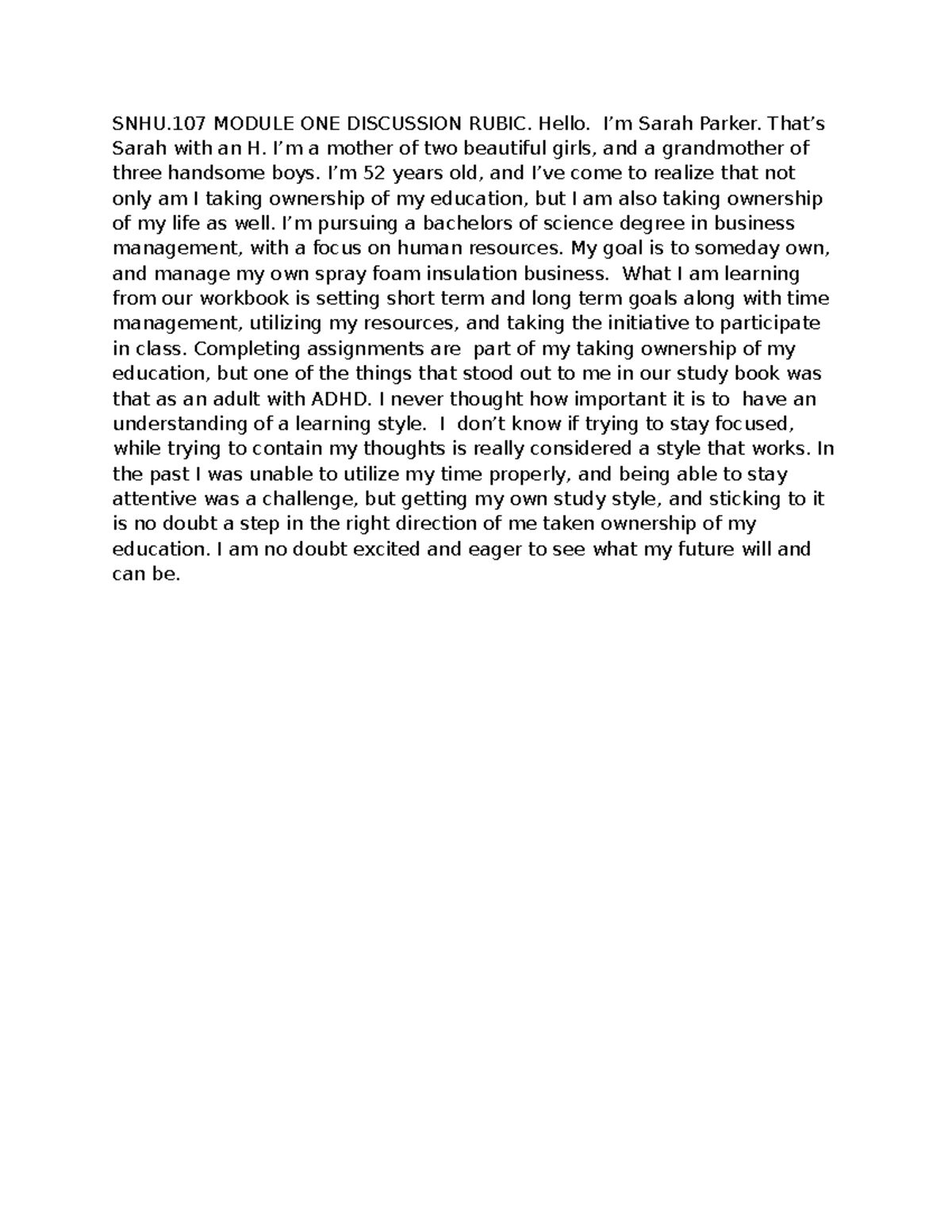 Document - what on the templetes - SNHU MODULE ONE DISCUSSION RUBIC ...
