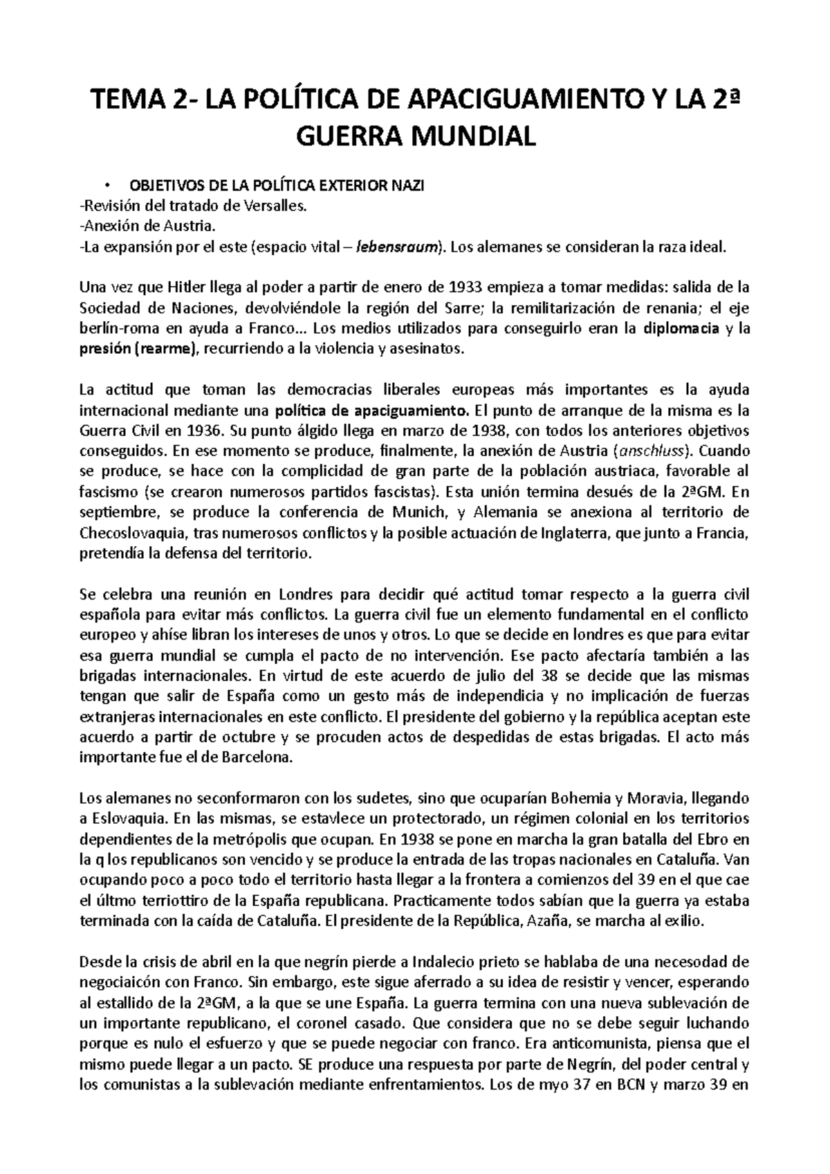 Tema 2- La política de apaciguamiento y la 2ª GM - TEMA 2- LA POLÍTICA ...