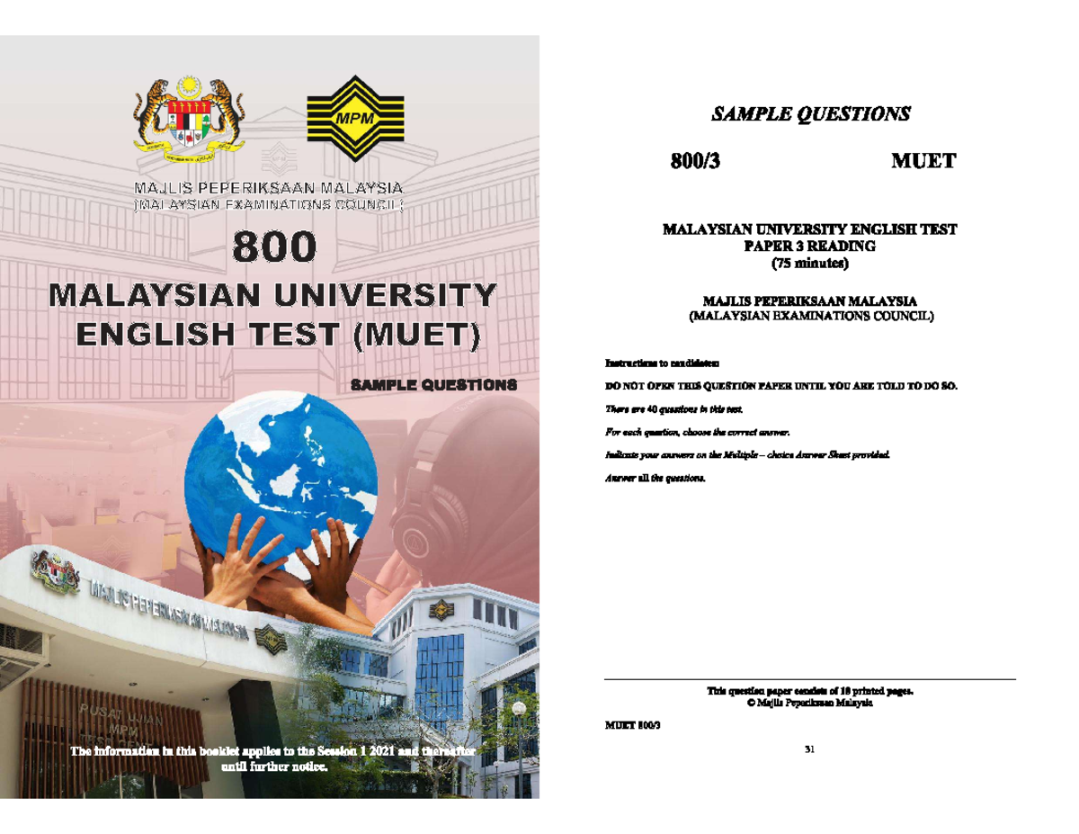 Muet 2 - muet - malaysian economics - UiTM - Studocu