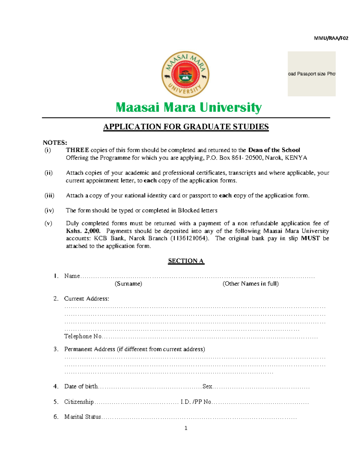 MMU Graduate Studies Application Form – Essential Notes and Guidelines ...