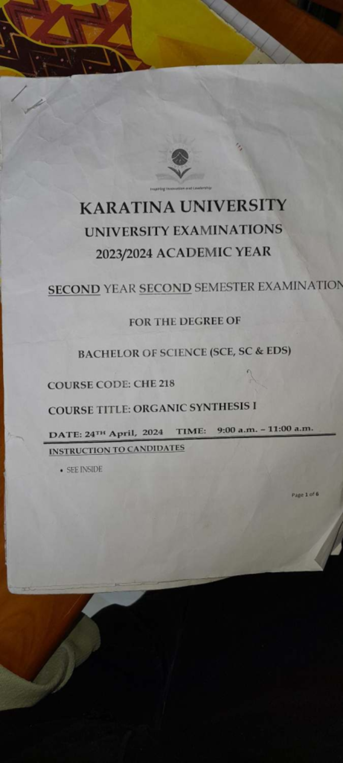 CHE 218: Leadership in Organic Synthesis - University Exam Notes - Studocu
