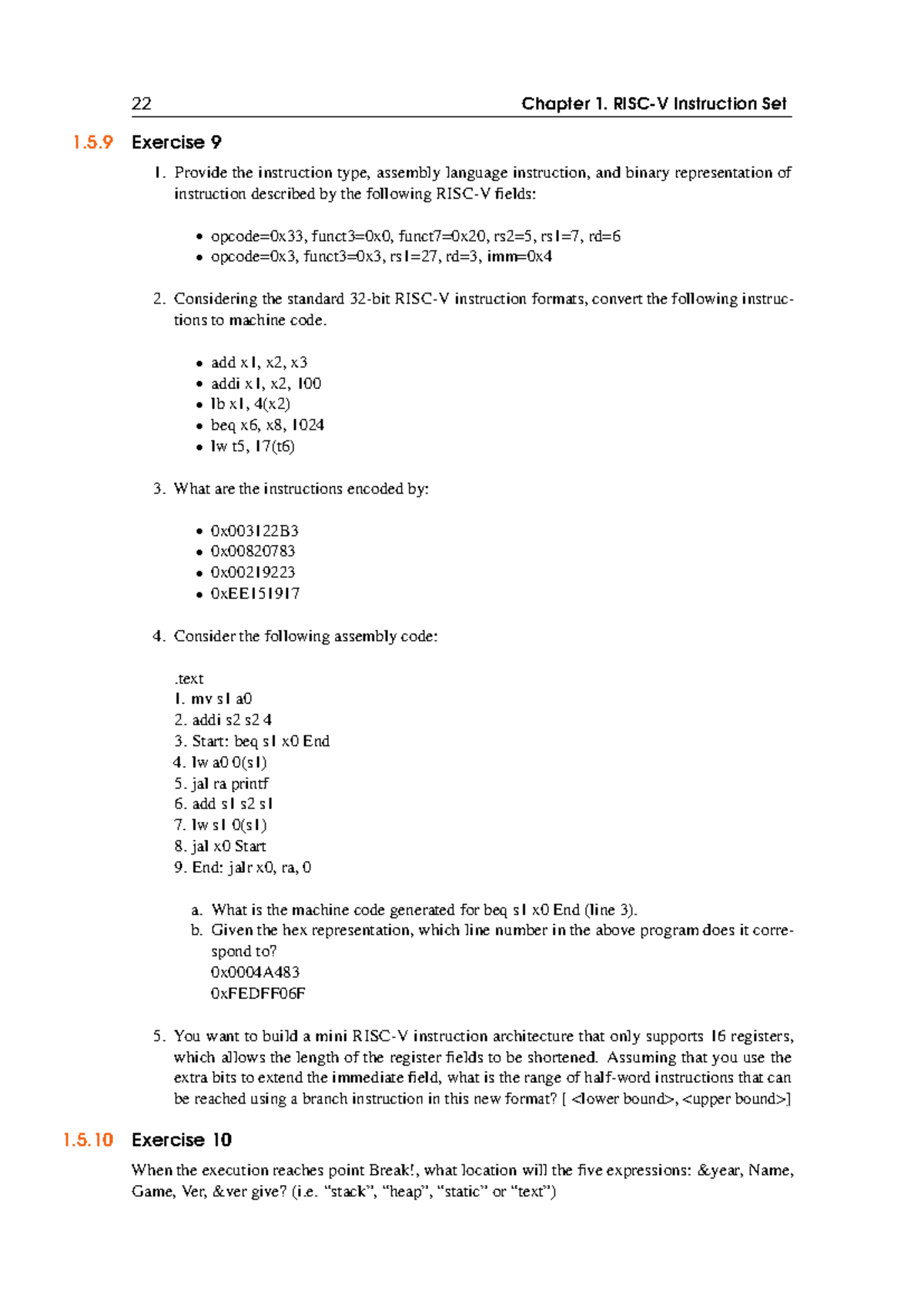 RISC-V Instruction Set Tutorial 5 Part 3 Exercises and Solutions - Studocu