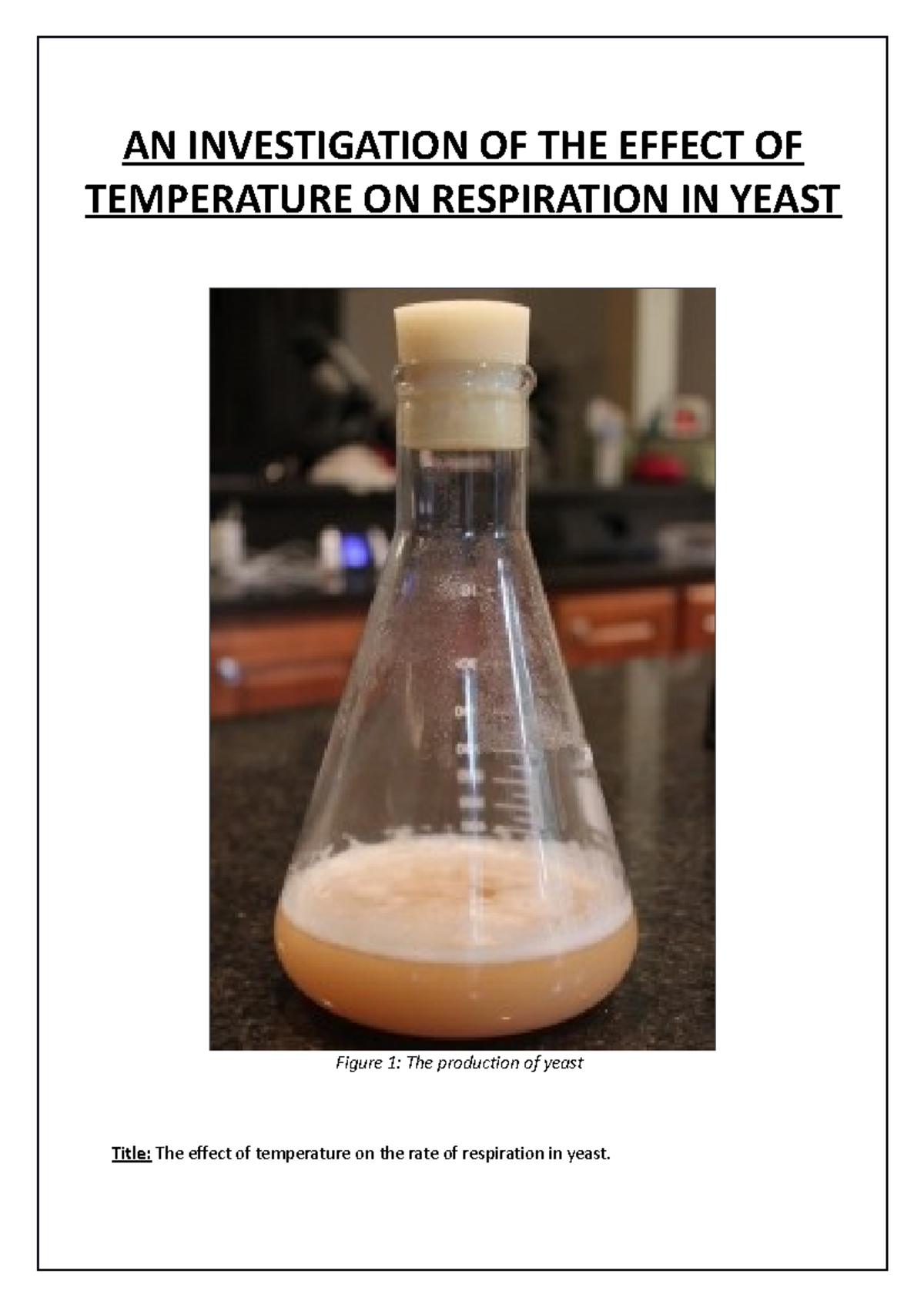 Bio-lab - Investigation of Temperature Effects on Yeast Respiration ...