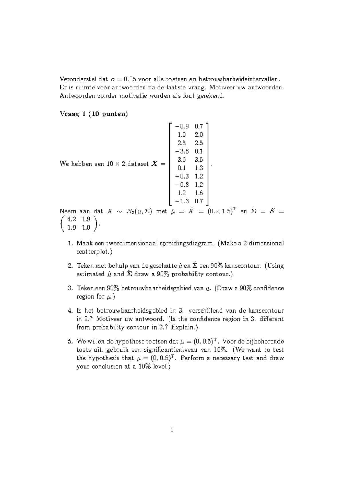 Examen 2024 Introductie Tot Multivariate Statistiek Nl En Studeersnel