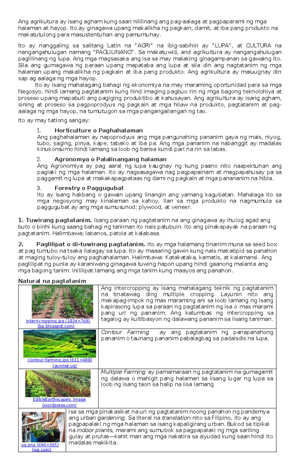EPP 4 - AGRI - epp - Ang agrikutura ay isang agham kung saan nililinang ...