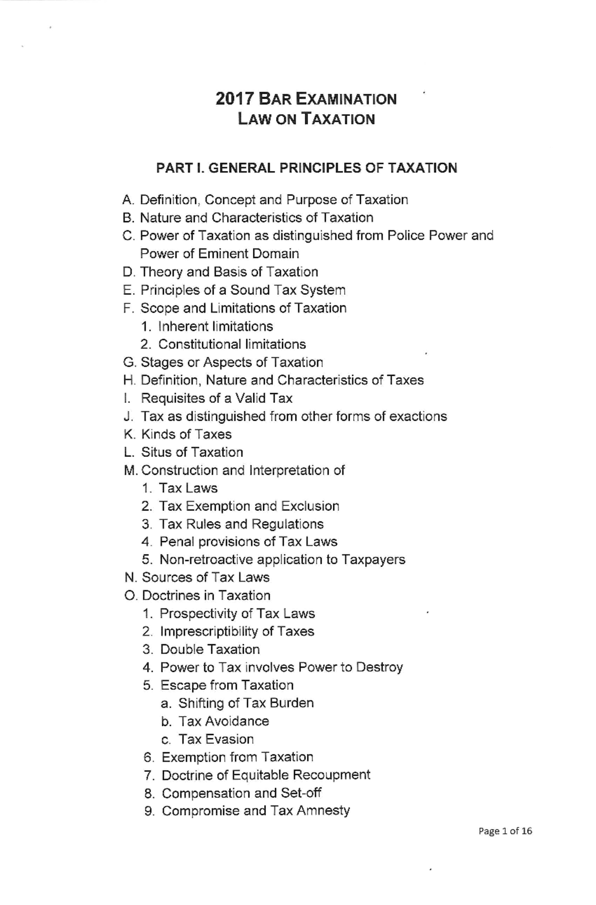 Taxation Law - Syllabus - Studocu