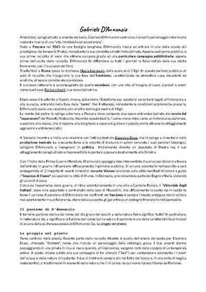 Riassunti testi D'annunzio - UN RITRATTO ALLO SPECCHIO: ANDREA SPERELLI ...