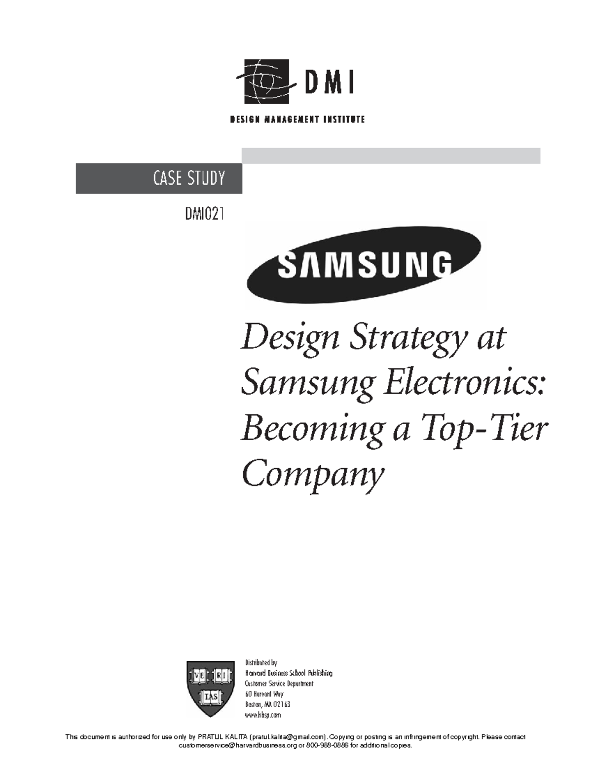 DMI021 Case Study: Samsung Electronics' Design Strategy Evolution - Studocu