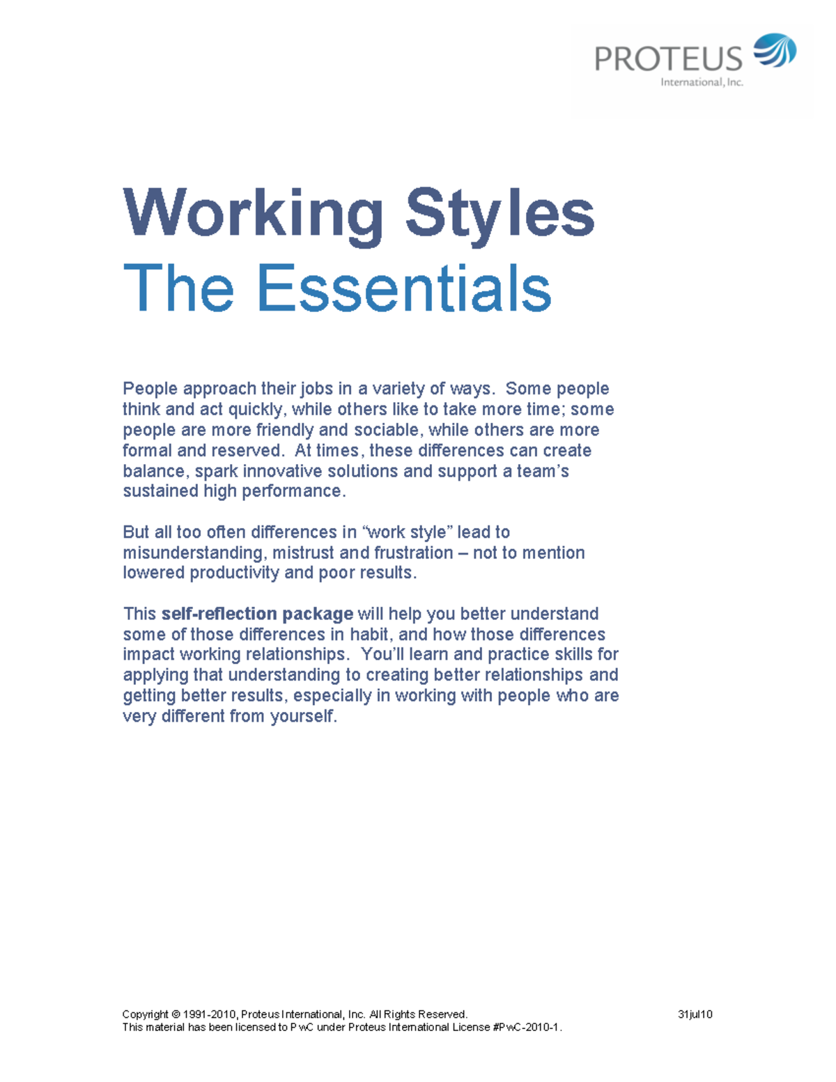 Working Styles: The Essentials - Understanding Team Dynamics - Studocu