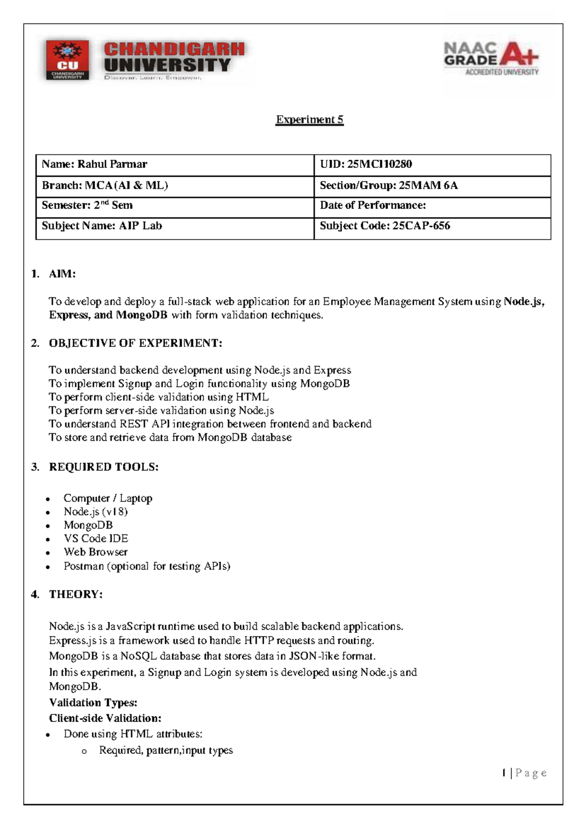 AIP Lab Experiment 5: Employee Management System Development - Studocu