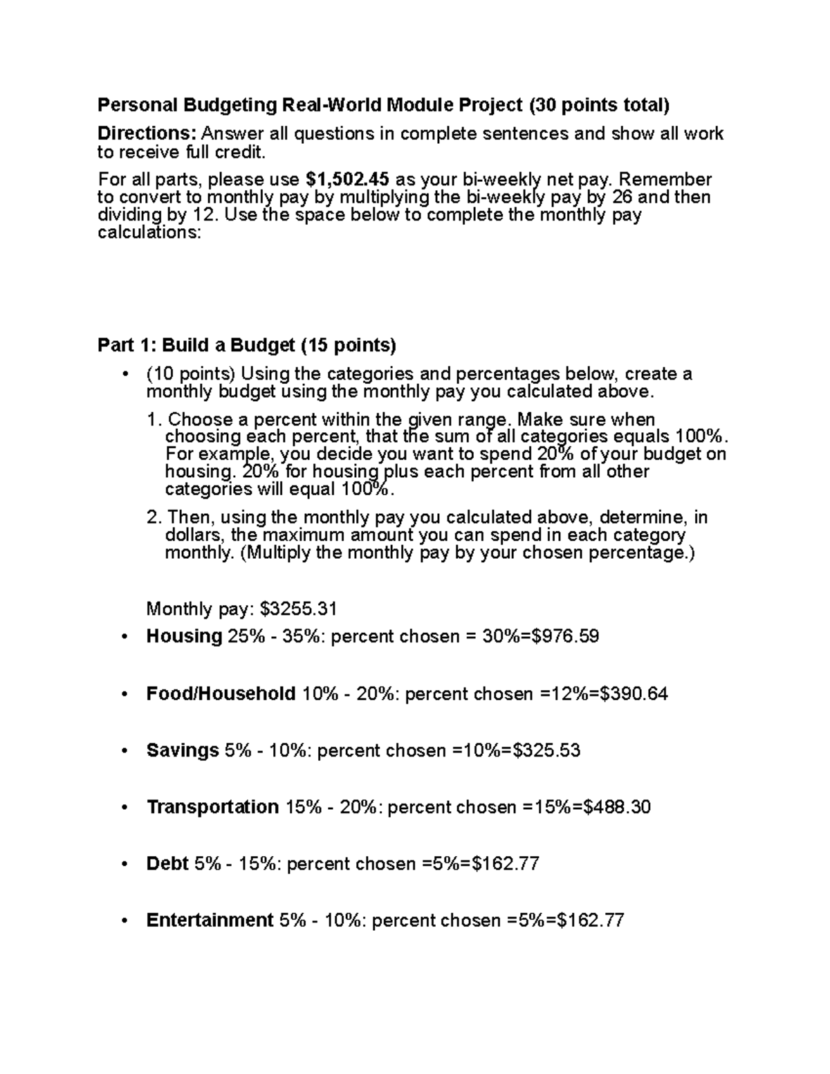 3.03 Budgeting Activity Project: Building a Personal Budget Plan - Studocu