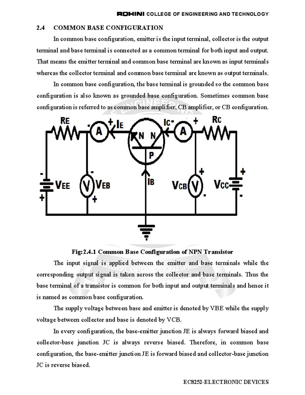 Common base configuration - That means the emitter terminal and common ...