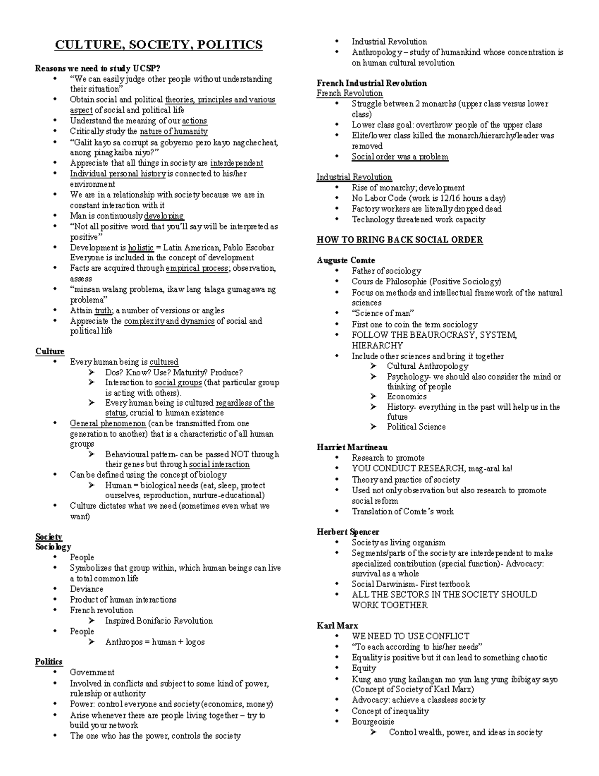 UCSP- Reviewer - Compiled notes relating on the UCSP subject - CULTURE ...