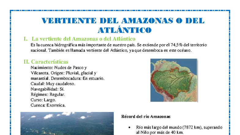 Características de la Vertiente del Amazonas - Geografía 101 - Studocu