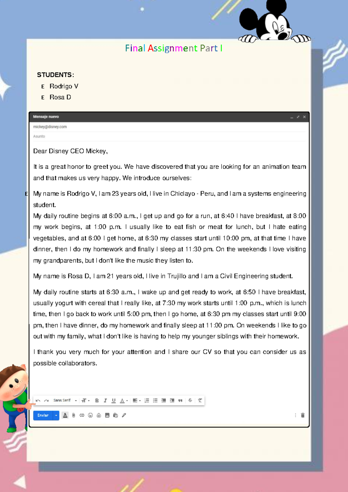 Final Assignment Part I - Email Proposal to Disney CEO - Studocu