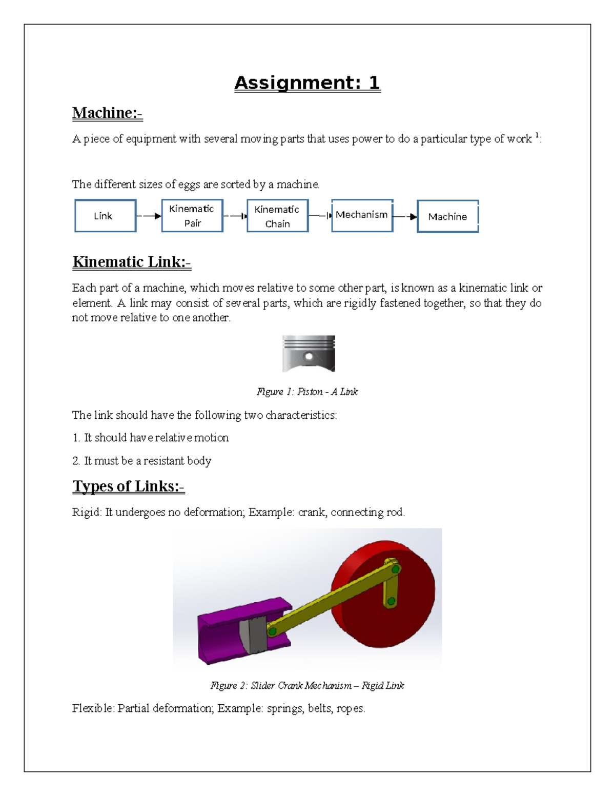 MMC - Assignment 1: Understanding Machines and Kinematic Chains - Studocu