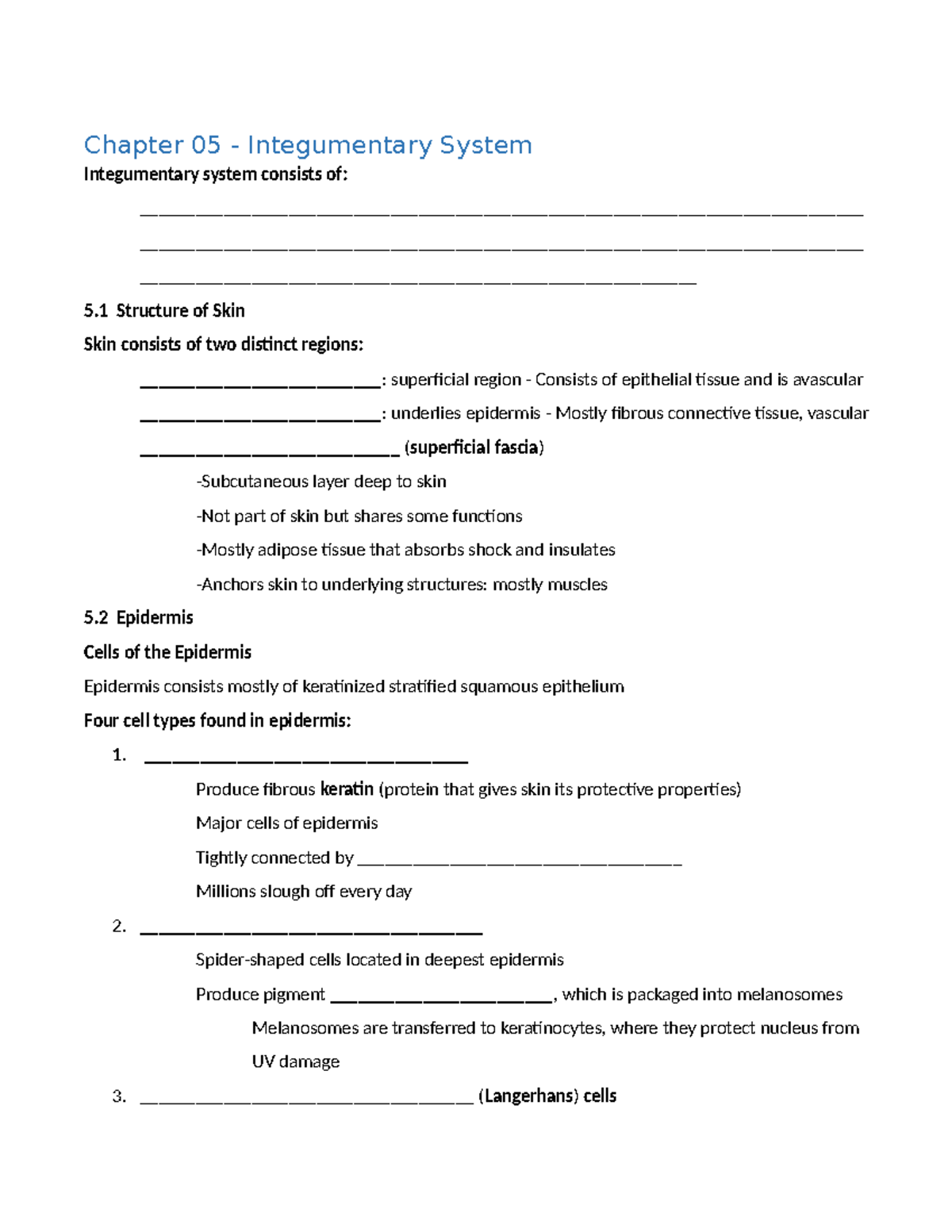Chapter 05 - Integumentary System: Structure, Functions, and Clinical Insights - Studocu