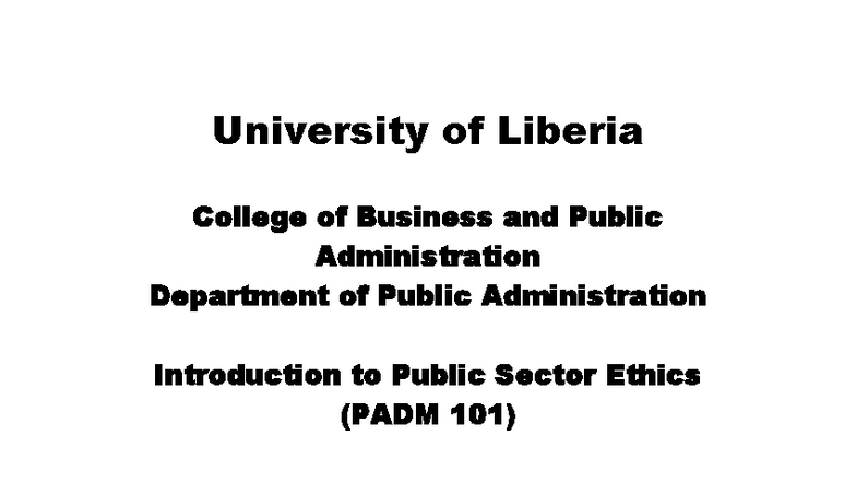 PADM 101: Lecture Notes on Introduction to Public Sector Ethics - Studocu