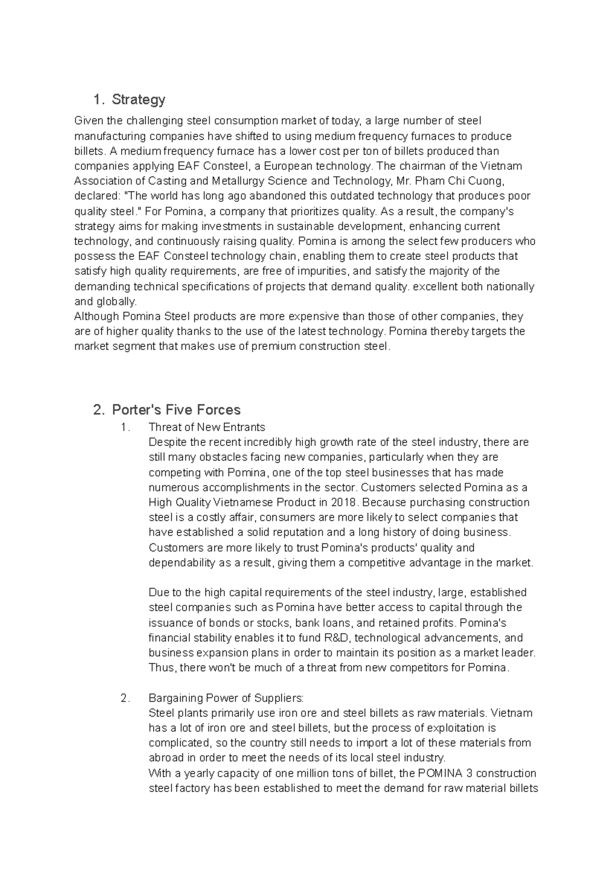 Pomina Steel Strategy and Industry Analysis - Key Insights and Forces ...