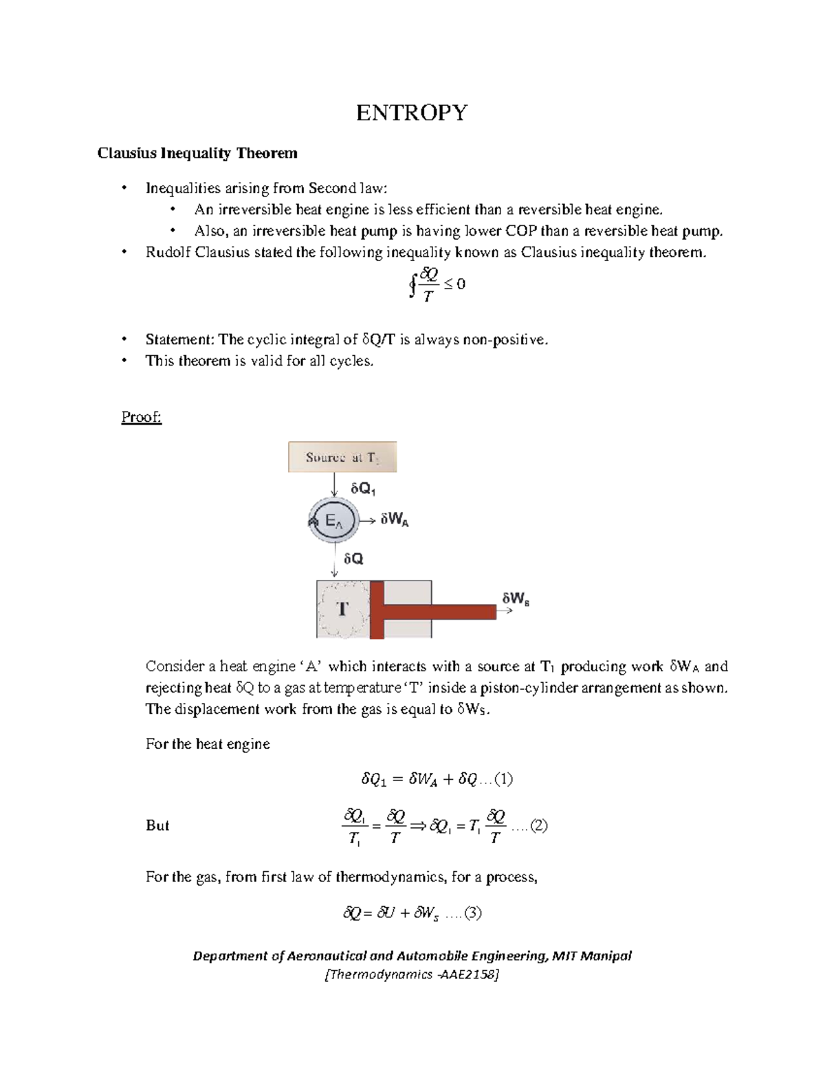 ENT 101: Lecture Notes on Entropy and Exergy Principles - Studocu