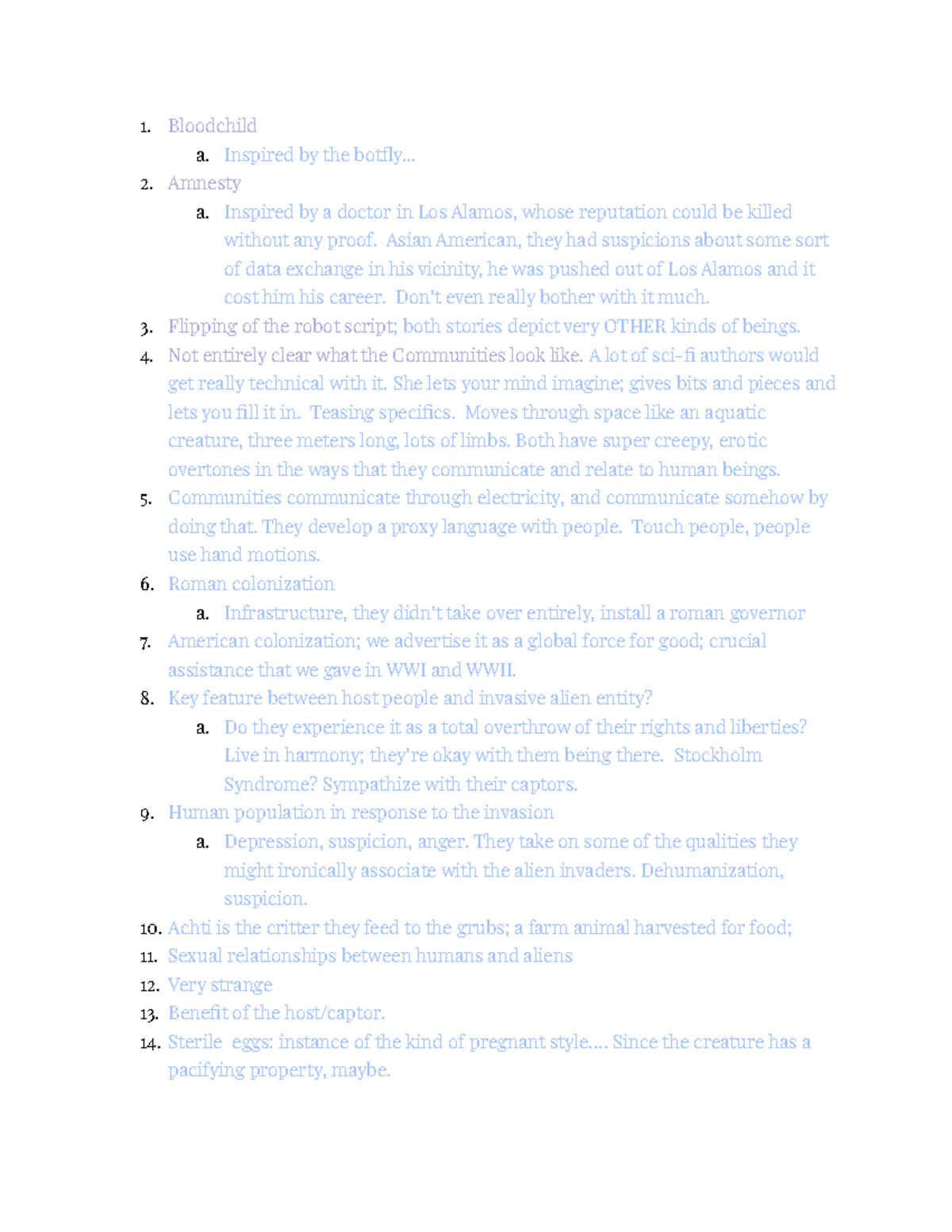 Octavia Butler Literary Analysis Notes: Key Themes & Concepts - Studocu