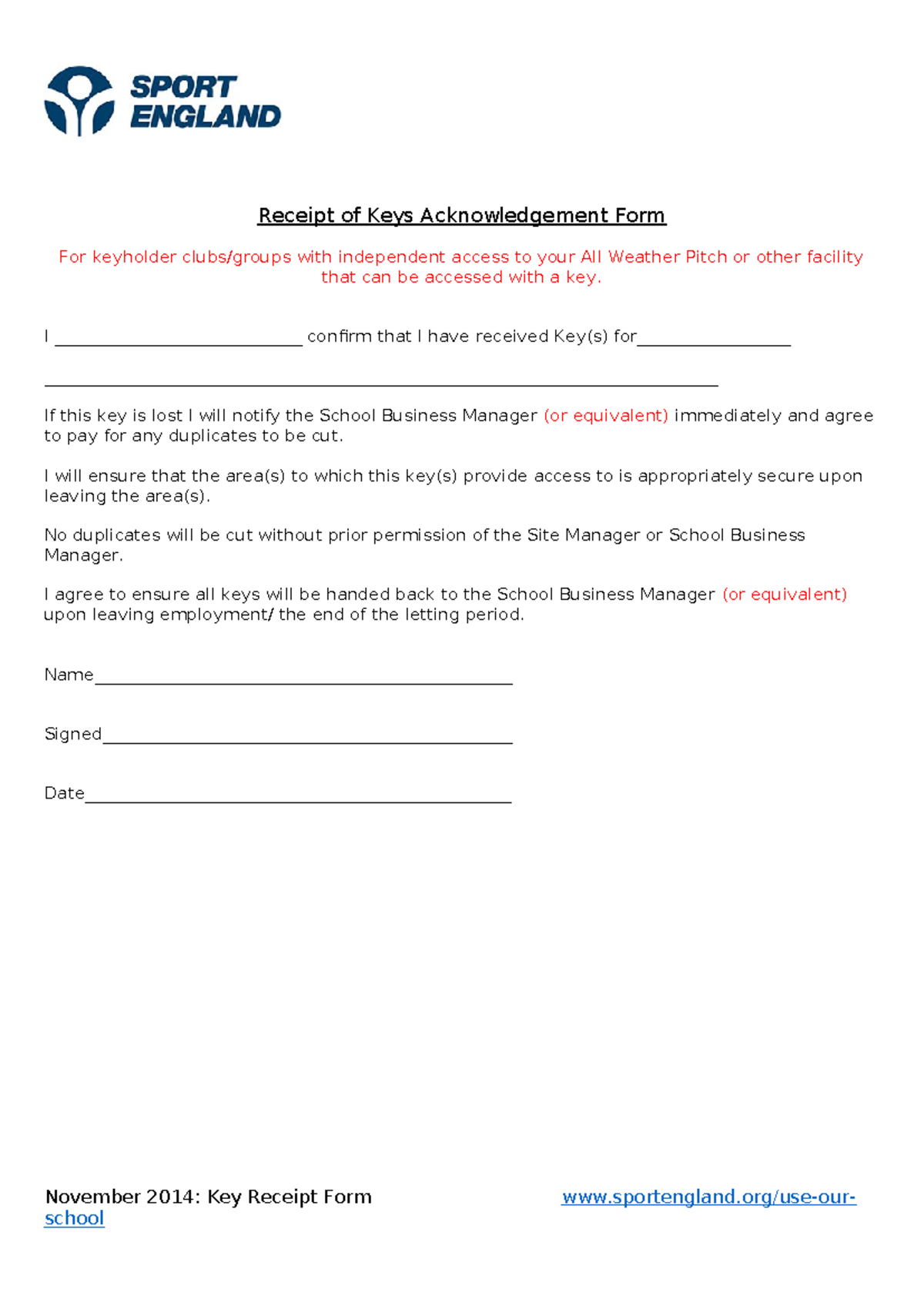 Key-receipt-form - Key Receipt Form from other parties to another ...