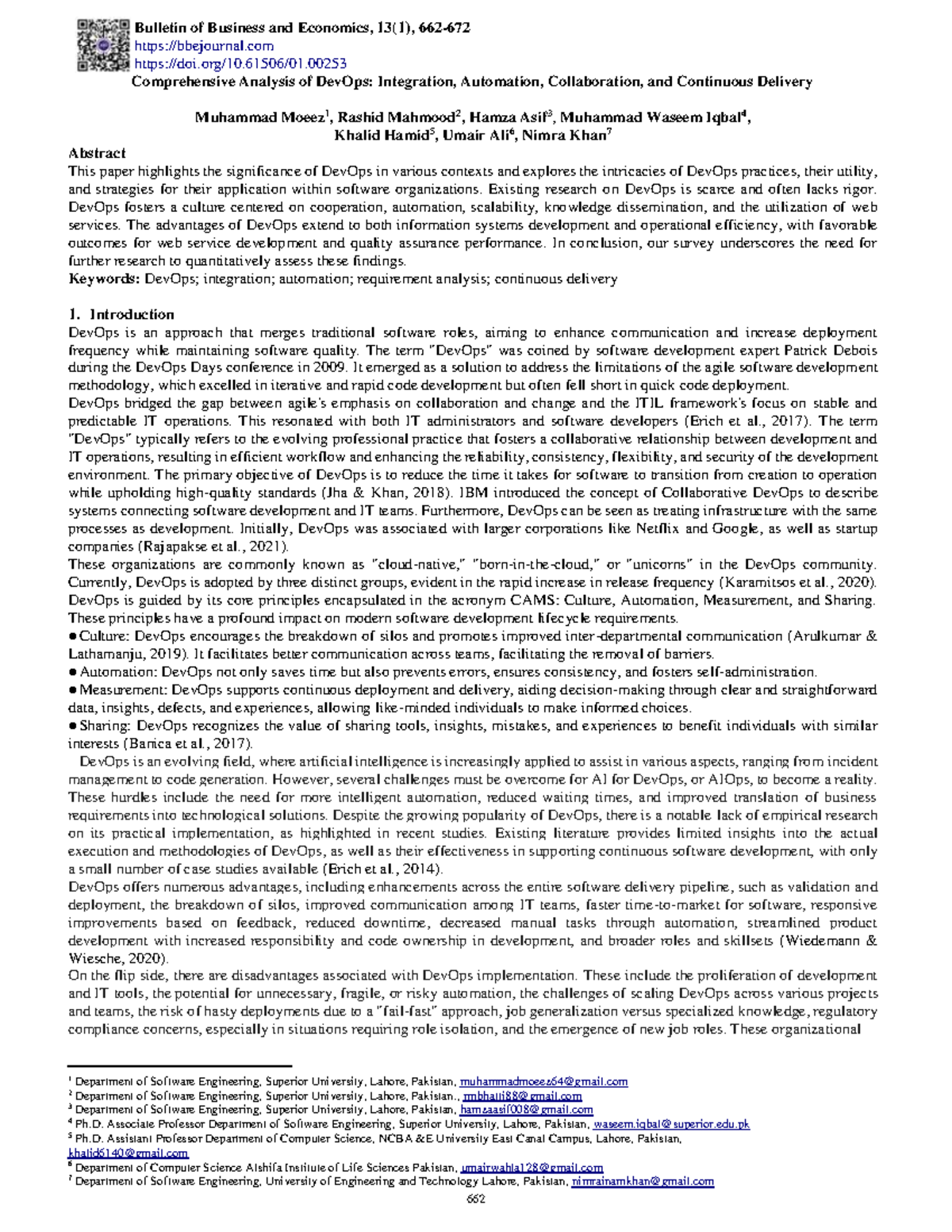 BBE 13(1): Comprehensive Study on DevOps Practices and Challenges - Studocu