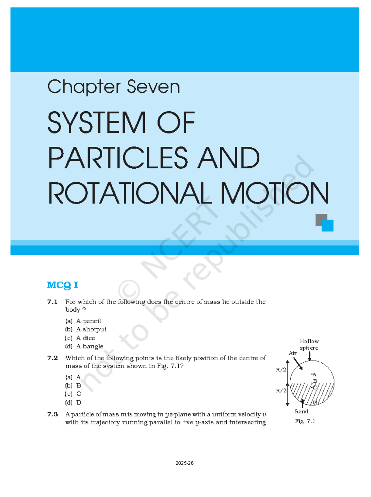 Keep307 - Exemplar Chapter 7: System of Particles & Rotational Motion ...