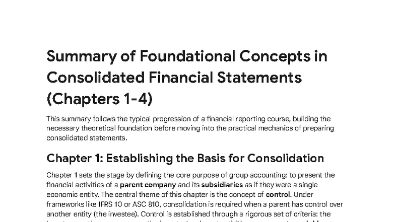 Consolidated Financial Statements Notes: Key Concepts & Frameworks ...