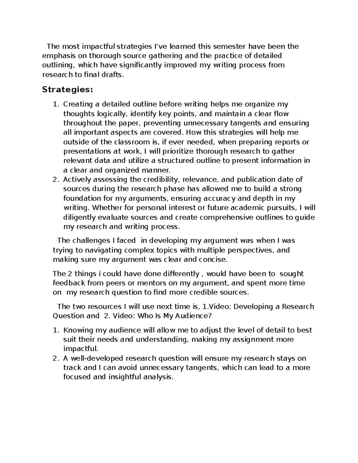 Eng 190 Module 8 Discussion: Key Writing Strategies Learned - Studocu