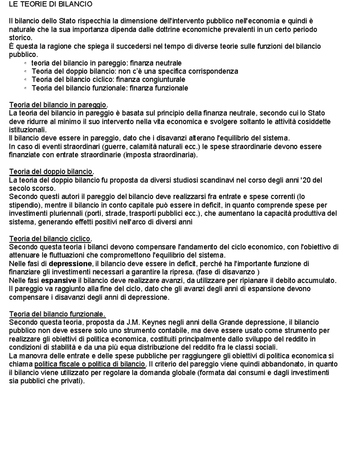 Teorie e Tipologie del Bilancio Pubblico - LEGIS - Studocu