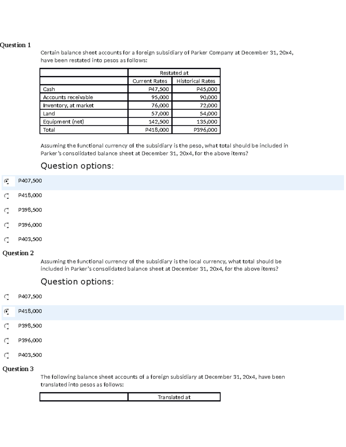 Ass3 Part 1 301 - Basic Accounting: Foreign Subsidiary Financials - Studocu