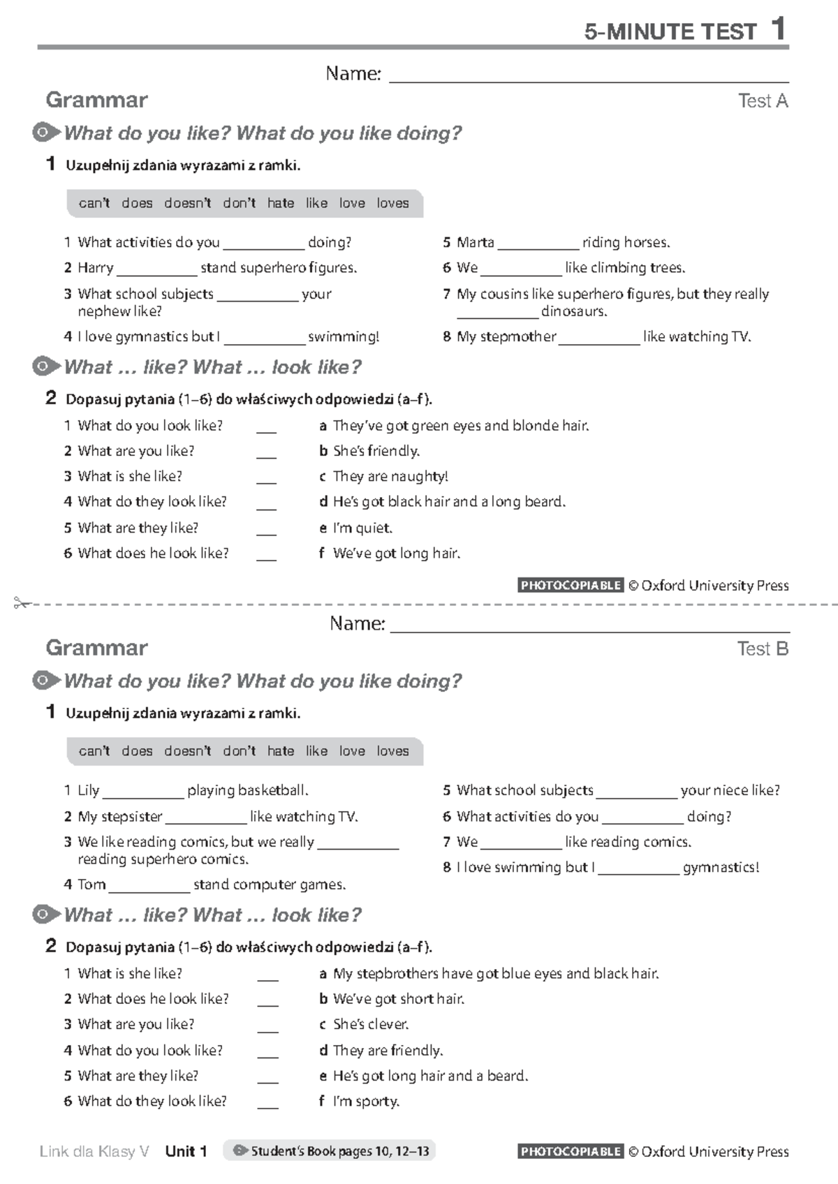 Link L5 U1 5-Minute Grammar Test - Studocu