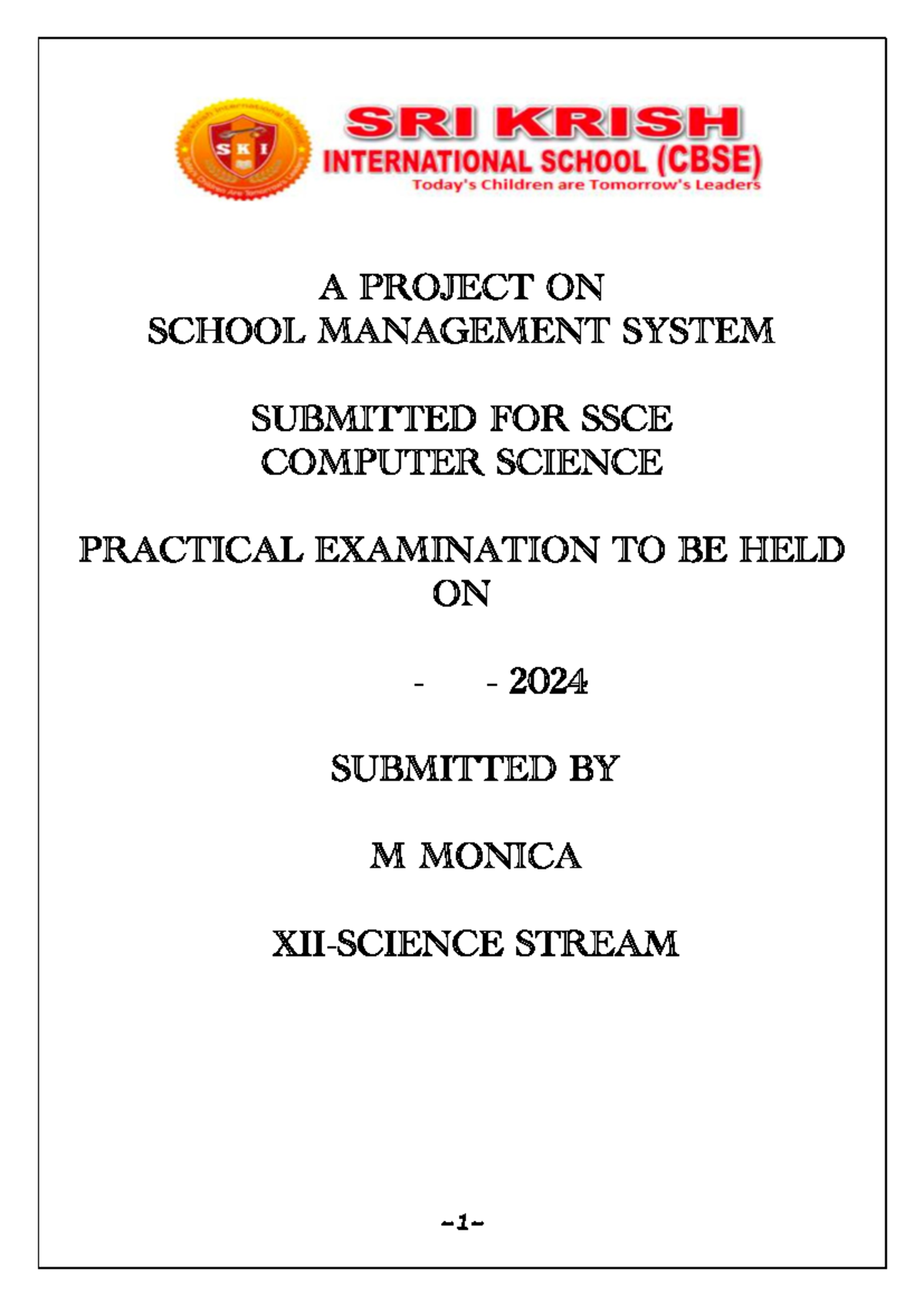 Computer Investigatory Project on School Management System for SSCE ...