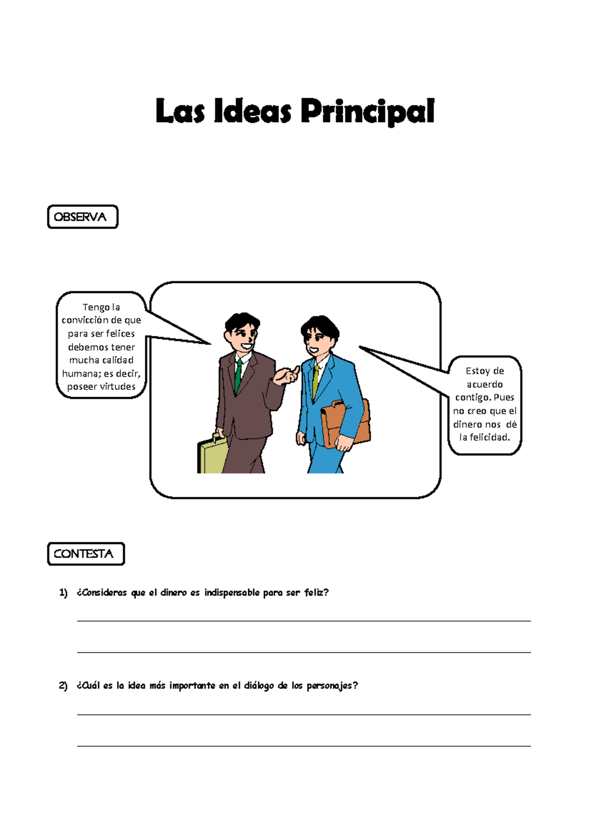 La Idea Principal en Textos de Español 111 - Studocu