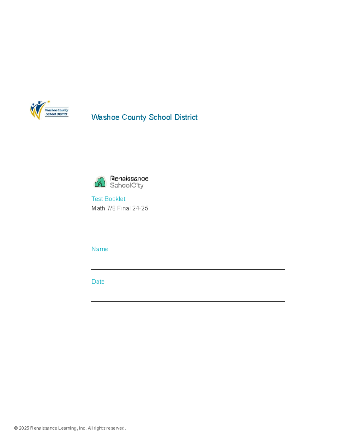 Math 7/8 Final Exam Review Packet for 2024-2025 - Washoe County School ...