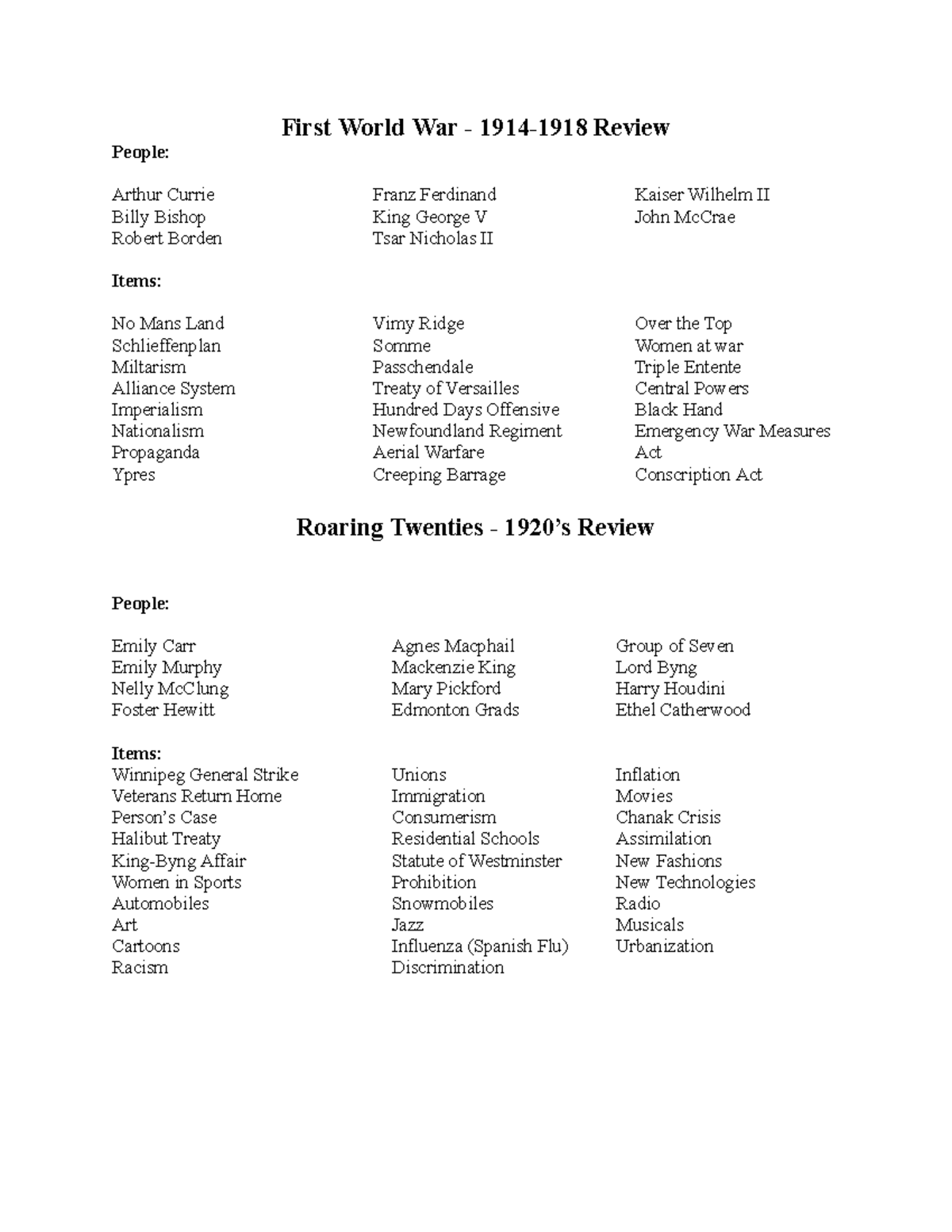 WWI & WWII Exam Review Notes: Key Figures & Events - Studocu