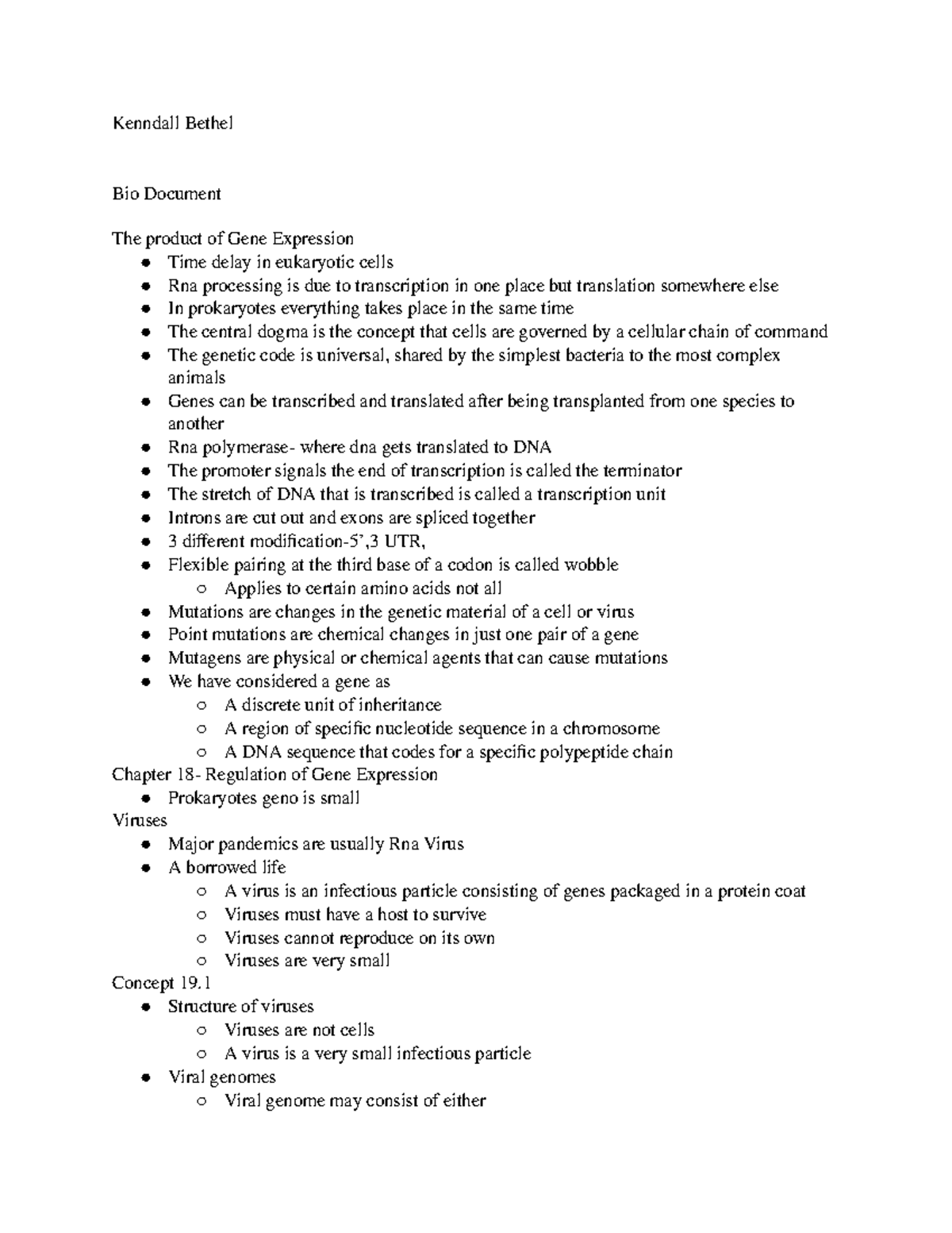 Bio Document-2: Biology Lecture Notes for Upcoming Test - Studocu