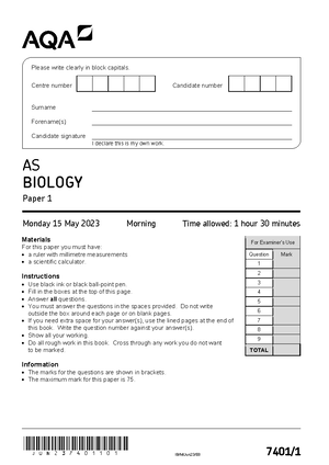 AQA A-Level Biology 2024 Paper 2 Unofficial Markscheme - AQA A-LEVEL ...