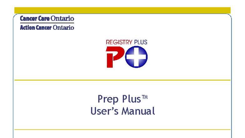 Prep Plus User Manual v5.0 - CDC Cancer Registry Software - Studocu