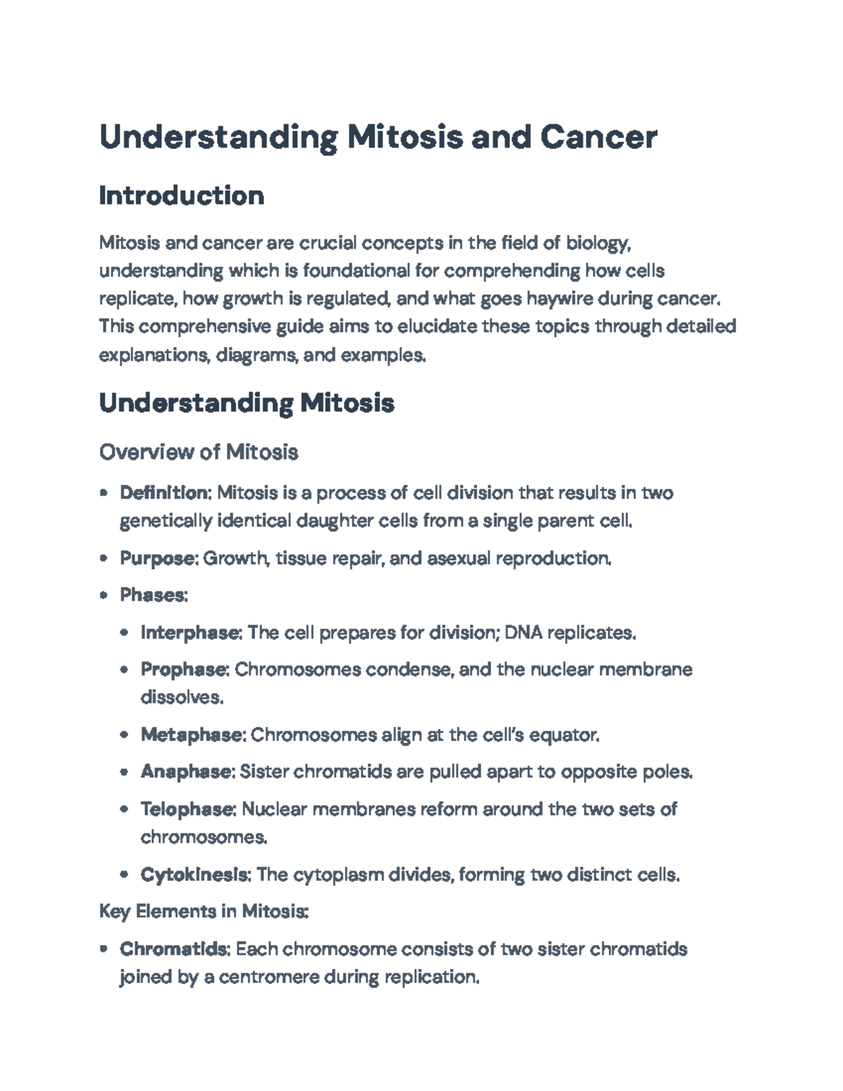 Understanding Mitosis and Cancer: A Comprehensive Overview ...