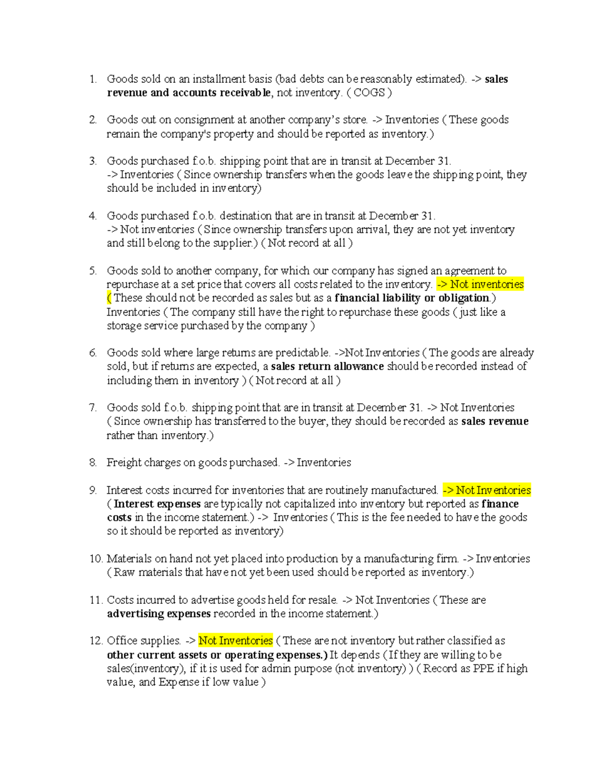 E8 - Inventory Treatment for Goods Sold and In Transit: Key Concepts ...