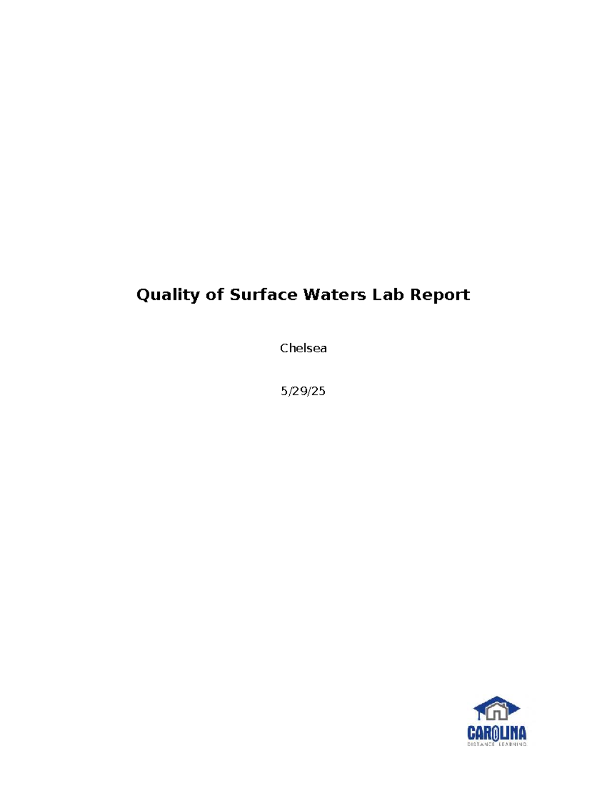 ENV 220 Quality of Surface Waters Lab Report: Findings from DNRT Frank ...